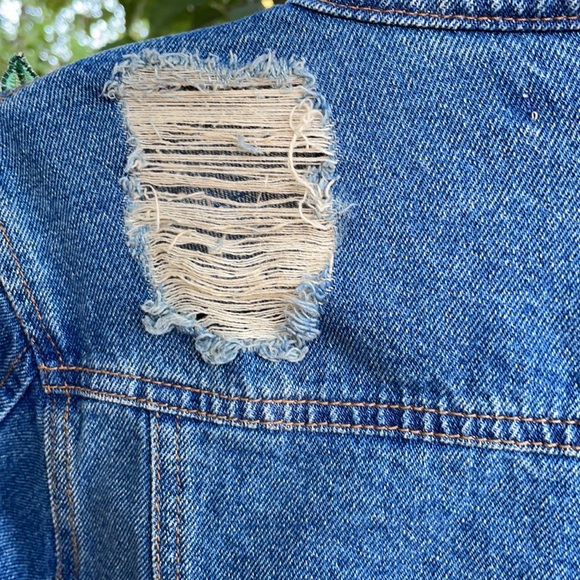 Jackets & Coats | Marci Distressed Embroidered Rose Denim Jacket | Poshmark